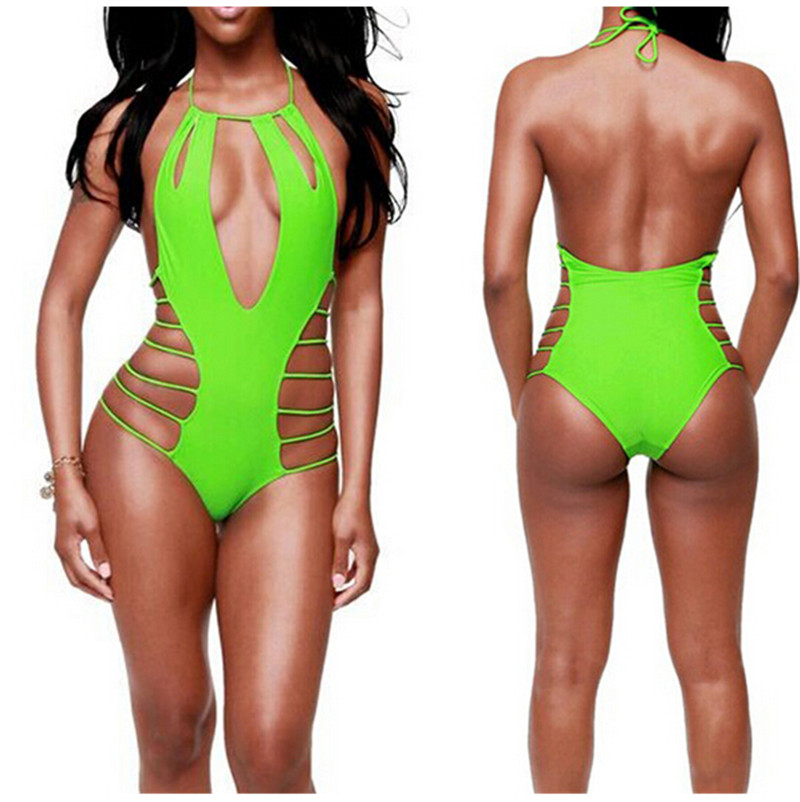 Bandage Cut Out Sexy One Piece Swimsuit Swim Suits High Waist Monokini