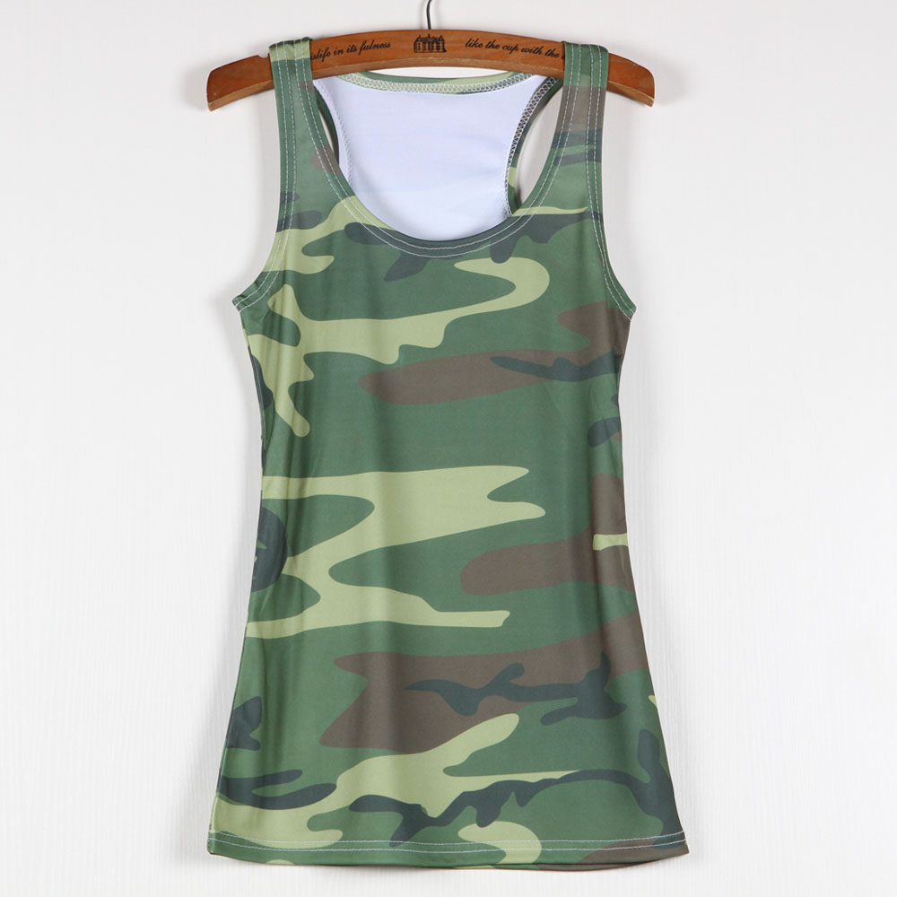 Camouflage Tank Tops Women Flower Woman Tanks O Neck Sexy Beauty Womens