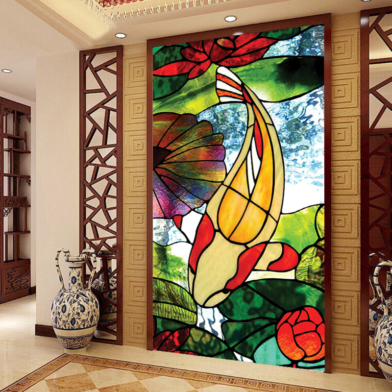 Colored frosted window film decorative stained glass sticker self ... Colored frosted window film decorative stained glass sticker self ...